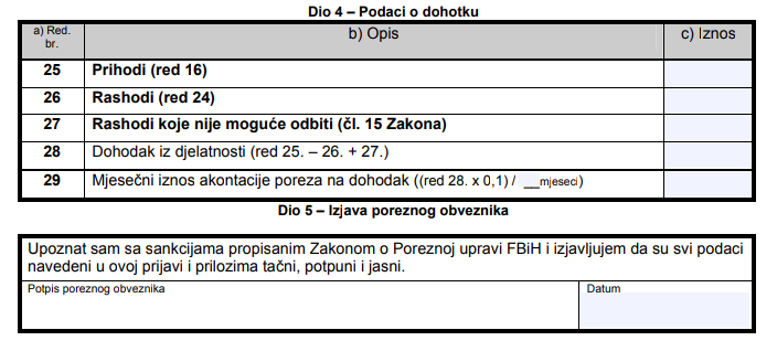 Specifikacija za utvrđivanje dohotka od samostalne djelatnosti | SPR ...